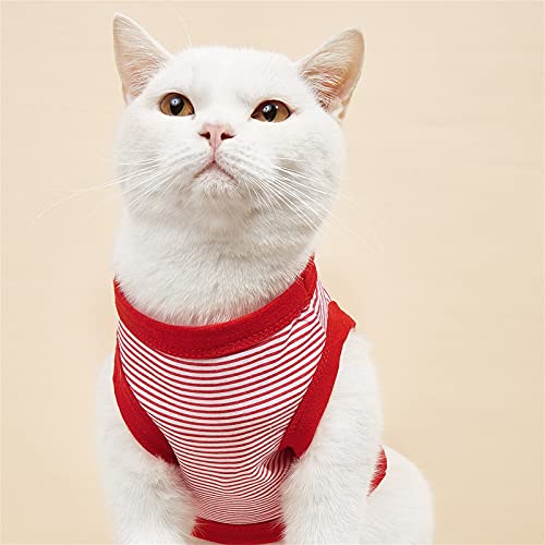 Male Dog Clothes 13 Pounds Breathable Striped Cotton British Vest Cat Dog Style T-Shirt Sleeveless Pet Coat Extra Small Puppy Clothes