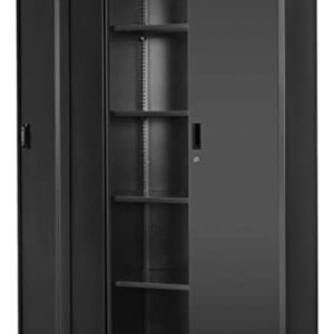 Wanfu Metal Storage Cabinet with Locking Doors and Adjustable Shelves, 71” Tall Steel Storage Cabinets for Garage, Home Office, Pantry(Black)