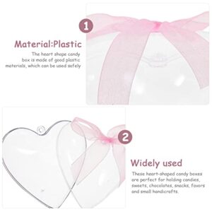 ABOOFAN 6pcs Transparent Heart-Shaped Boxes Food Grade Plastic Boxes Wedding Party Gift Boxes Fillable Heart Shaped Clear Container Birthday Present and Candy Packing Boxes 10cm Pink