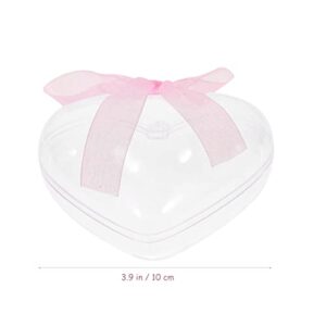 ABOOFAN 6pcs Transparent Heart-Shaped Boxes Food Grade Plastic Boxes Wedding Party Gift Boxes Fillable Heart Shaped Clear Container Birthday Present and Candy Packing Boxes 10cm Pink