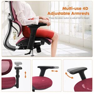 Ergonomic Office Chair,Large High Back Office Chairs Ergo3D Rolling Desk Chair with 4D Adjustable Armrest,3D Lumbar Support,Adjustable Headrest,Breathable Mesh Computer Gaming Executive Swivel Chairs