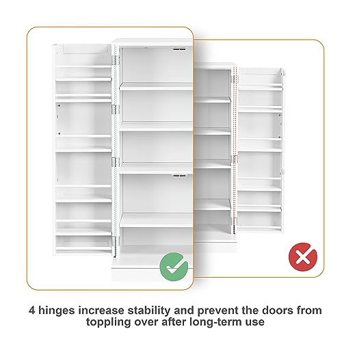 Yaheetech Kitchen Pantry Storage Cabinet, 41" Pantry Cabinets with Doors and 6 Adjustable Shelves, Freestanding Pantry Cupboard for Kitchen, Dinning Room, Living Room, Small Place, White