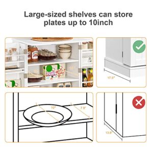 Yaheetech Kitchen Pantry Storage Cabinet, 41" Pantry Cabinets with Doors and 6 Adjustable Shelves, Freestanding Pantry Cupboard for Kitchen, Dinning Room, Living Room, Small Place, White