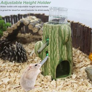 Deapeey Hamster Water Bottle for Glass Tank, 3-in-1 Ceramic Adjustable Hamster Water Bottle 80ML Hamster Water Bottle Stand, No Drip Rat Water Bottle for Syrian Dwarf Hamster Mice Gerbil Guinea Pig