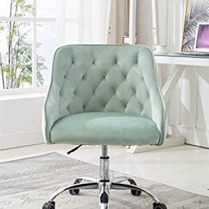 CNANXU Velvet Swivel Shell Chair with Adjustable Height,Accent Swivel Desk Chair,Modern Leisure Office Chair for Living Room (Mint Green)