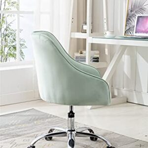 CNANXU Velvet Swivel Shell Chair with Adjustable Height,Accent Swivel Desk Chair,Modern Leisure Office Chair for Living Room (Mint Green)