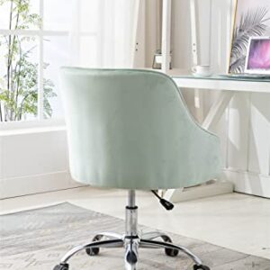 CNANXU Velvet Swivel Shell Chair with Adjustable Height,Accent Swivel Desk Chair,Modern Leisure Office Chair for Living Room (Mint Green)