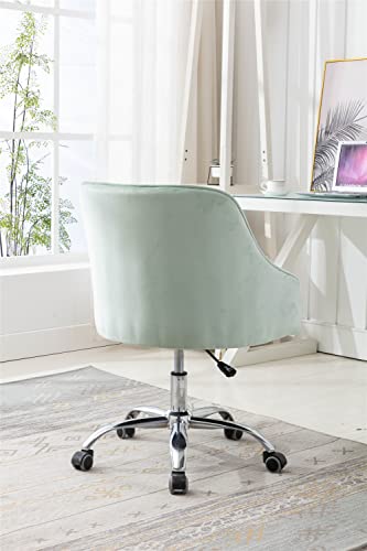 CNANXU Velvet Swivel Shell Chair with Adjustable Height,Accent Swivel Desk Chair,Modern Leisure Office Chair for Living Room (Mint Green)