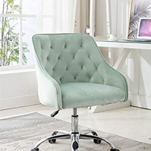 CNANXU Velvet Swivel Shell Chair with Adjustable Height,Accent Swivel Desk Chair,Modern Leisure Office Chair for Living Room (Mint Green)