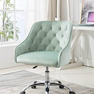 CNANXU Velvet Swivel Shell Chair with Adjustable Height,Accent Swivel Desk Chair,Modern Leisure Office Chair for Living Room (Mint Green)