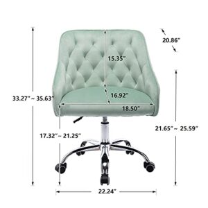 CNANXU Velvet Swivel Shell Chair with Adjustable Height,Accent Swivel Desk Chair,Modern Leisure Office Chair for Living Room (Mint Green)