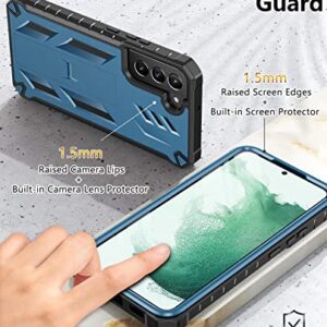 FNTCASE for Samsung Galaxy S22 Plus Case: Shockproof Durable S22+ Cell Phone Cover with Built-in Kickstand | TPU Bumper Textured | Full-Body Protective Rugged Belt-Clip Holster Designed Blue