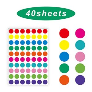 Starboling 2800PCS 0.5Inch 10 Colors Color Coding Labels Circle Dot Stickers,Can Writing for Office,Student Classroom and Other Scenarios.