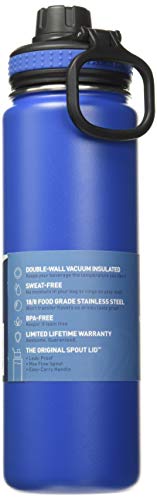 Takeya Actives Insulated Stainless Steel Water Bottle with Spout Lid, 24 Ounce, Bluestone & Originals Vacuum Insulated Stainless Steel Water Bottle, 24 Ounce, Navy