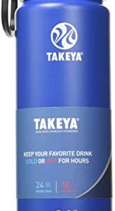 Takeya Actives Insulated Stainless Steel Water Bottle with Spout Lid, 24 Ounce, Bluestone & Originals Vacuum Insulated Stainless Steel Water Bottle, 24 Ounce, Navy