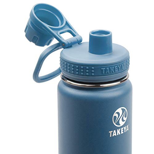 Takeya Actives Insulated Stainless Steel Water Bottle with Spout Lid, 24 Ounce, Bluestone & Originals Vacuum Insulated Stainless Steel Water Bottle, 24 Ounce, Navy