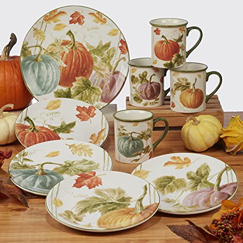 Certified International Autumn Harvest 11" Dinner Plates. Set of 4, Multicolor & Autumn Harvest Oval Platter, 16" x 12", Multicolor