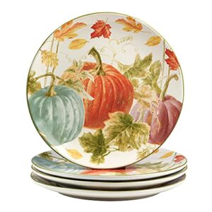 Certified International Autumn Harvest 11" Dinner Plates. Set of 4, Multicolor & Autumn Harvest Oval Platter, 16" x 12", Multicolor