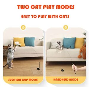 Mrocioa 11pcs Cat Toys Feather Teaser, Interactive Suction Cup Cat Toy Wand with Replaceable Kitten Toys for Indoor Cats to Play Chase Exercise