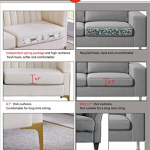 WIN FORCE 70" Beige White Velvet Loveseat Sofa Couch for Living Room, Cream Mid Century Modern loveseats for Small Space, 3 Seater Upholstered Small Sofa Love Seats Furniture for Bedroom, Apartment