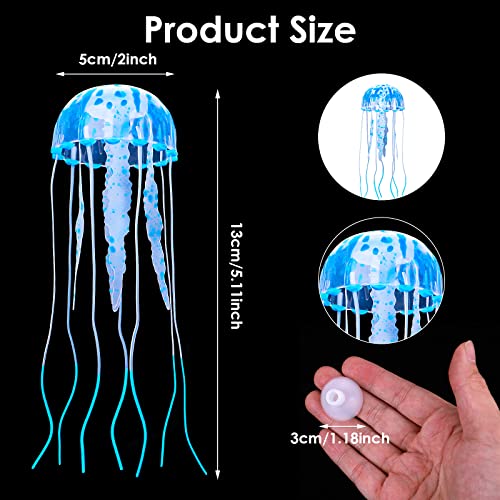 TIESOME Fish Tank Decorations, 4 Pieces Luminous Aquarium Decorations Fake Glowing Jellyfish Artificial Jellyfish Aquarium Fluorescent Silicone Aquarium Decor