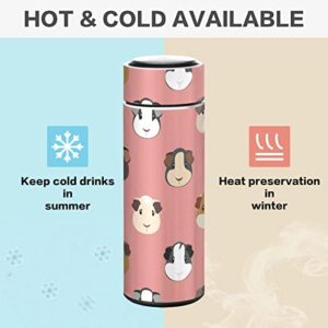 Glaphy Cartoon Guinea Pig Pink Water Bottle, BPA-Free, Stainless Steel, 12 oz Insulated Water Bottles Kids, for School, Office, Gym, Sports, Travel, 350ml