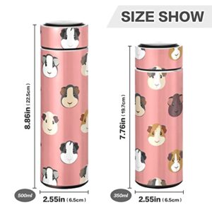 Glaphy Cartoon Guinea Pig Pink Water Bottle, BPA-Free, Stainless Steel, 12 oz Insulated Water Bottles Kids, for School, Office, Gym, Sports, Travel, 350ml