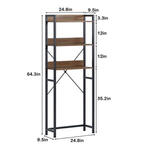 sogesfurniture Over Toilet Bathroom Organizer, 3-Tier Metal Freestanding Bathroom Organizer with Shelves, Multifunctional Toilet Rack, Freestanding Bathroom Space Saver, Walnut