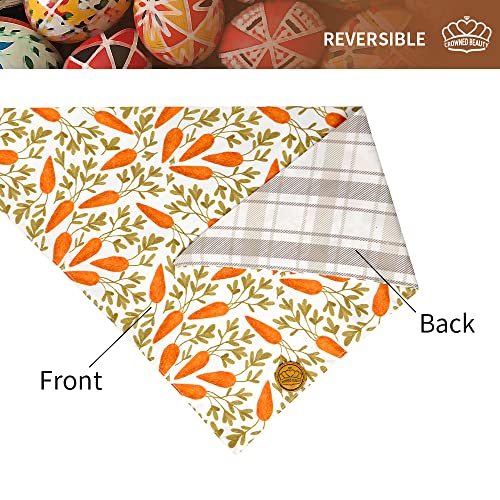 Crowned Beauty Easter Dog Bandanas Large 2 Pack, Paws Set, Bunnies Carrots Adjustable Triangle Holiday Plaid Reversible Scarves for Medium Large Extra Large Dogs Pets