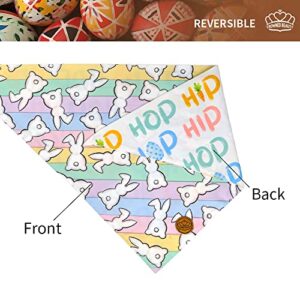 Crowned Beauty Easter Dog Bandanas Large 2 Pack, Bunnies Hip Hop Set, Carrots Polka Dots Adjustable Triangle Holiday Reversible Scarves for Medium Large Extra Large Dogs Pets