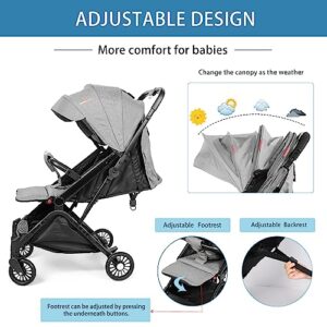 COLOR TREE Lightweight Stroller Foldable Compact Travel Stroller for Airplane with One-Hand Fold Pushchair Adjustable Backrest & Canopy for Babies and Toddlers