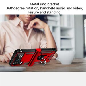 KVIBEO Case for Samsung Galaxy Z Flip 4, Rugged Military Case with Magnetic Ring Kickstand Hard PC Shockproof Anti-Drop Cover,Red