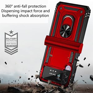 KVIBEO Case for Samsung Galaxy Z Flip 4, Rugged Military Case with Magnetic Ring Kickstand Hard PC Shockproof Anti-Drop Cover,Red