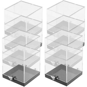 vosarea specimen display case crystal storage 8pcs clear acrylic box square rock mineral collection display case specimen sample storage acrylic show box crystal display case trinket boxes