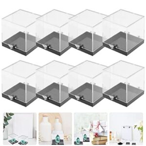 VOSAREA Specimen Display Case Crystal Storage 8pcs Clear Acrylic Box Square Rock Mineral Collection Display Case Specimen Sample Storage Acrylic Show Box Crystal Display Case Trinket Boxes