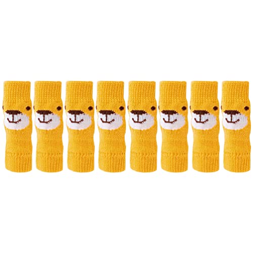 VILLCASE Pet Leg Warmers Knitted - 4PCS Thick Elastic Cute Dog Hock Protector Covers Warm Puppy Leg Sleeves for Small Medium Dogs Cats (Yellow)