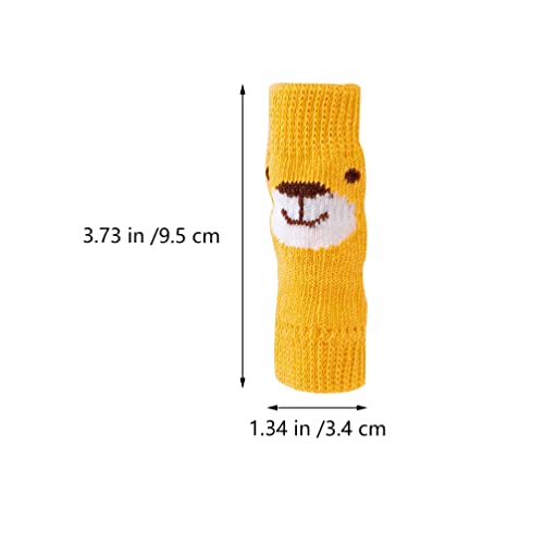 VILLCASE Pet Leg Warmers Knitted - 4PCS Thick Elastic Cute Dog Hock Protector Covers Warm Puppy Leg Sleeves for Small Medium Dogs Cats (Yellow)