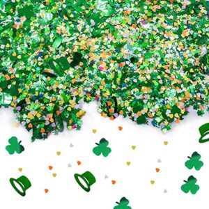 spring confetti, green shamrock foil confetti colorful heart table decor green irish clover hat confetti shamrock beard sprinkles for st patricks birthday baby shower decorations