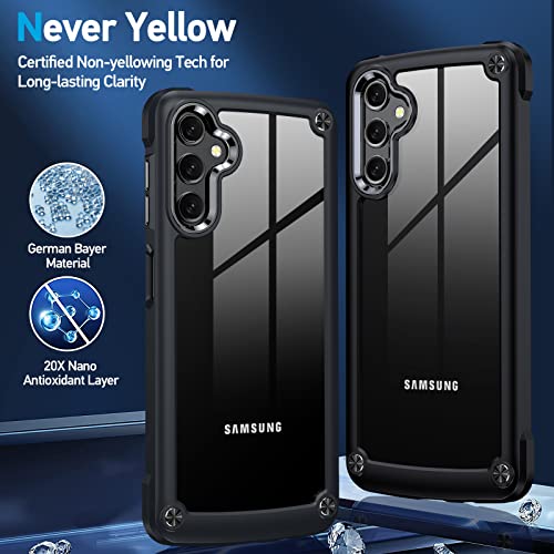 Oneagle for Samsung Galaxy A14 5G Case, Crystal Clear Galaxy A14 5G Phone Case [Never Yellow][Never Break] with 2X Tempered Glass Screen Protectors Military Shockproof Protective Case for Samsung A14