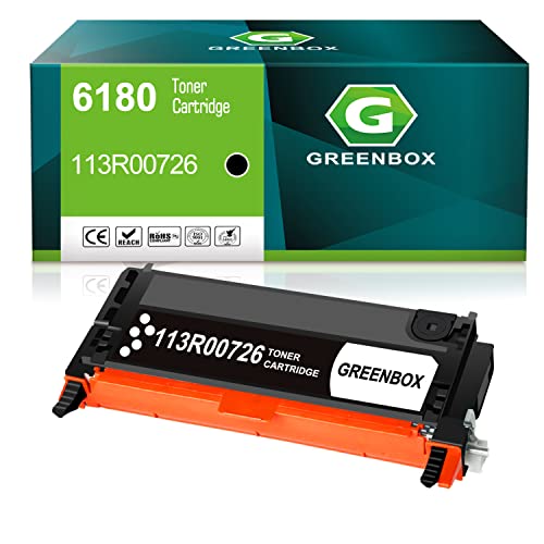 GREENBOX Remanufactured 6180 Black Toner Cartridges Replacement for Xerox 113R00726 for Xerox Phaser 6180 6180N 6180DN 6180MFP-D 6180MFP-N Printer (1 Pack)