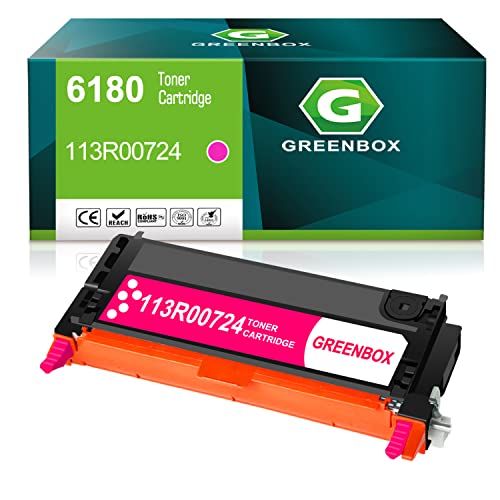 GREENBOX Remanufactured 6180 Magenta Toner Cartridges Replacement for Xerox 113R00724 for Xerox Phaser 6180 6180N 6180DN 6180MFP-D 6180MFP-N Printer (1 Pack)