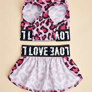 QWINEE 2pcs Leopard Letter Dog Tank Top and Dress Set Puppy Vest Shirt Skirt for Small Medium Dog Cat Kitten Leopard Pink XS