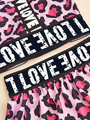 QWINEE 2pcs Leopard Letter Dog Tank Top and Dress Set Puppy Vest Shirt Skirt for Small Medium Dog Cat Kitten Leopard Pink XS