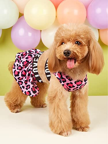 QWINEE 2pcs Leopard Letter Dog Tank Top and Dress Set Puppy Vest Shirt Skirt for Small Medium Dog Cat Kitten Leopard Pink XS