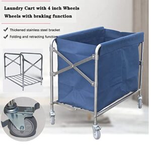 CXWAWSZ Collapsible Laundry Cart on Wheels Large Folding Laundry Cart Commercial Laundry Baskets, 12 Bushel (400L) Heavy Duty Laundry Cart, Removable Liner Bag 300 LB Weight Capacity