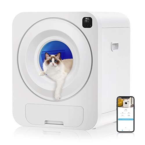 Self Cleaning Cat Litter Box, Automatic Litter Box Wi-Fi Enabled Smart Robort with 24H App Remote Control, Low Noise, Odor Removal, 78L Large Space for Multiple Cats