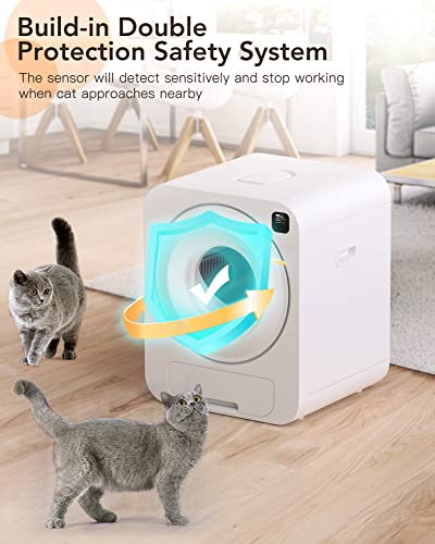 Self Cleaning Cat Litter Box, Automatic Litter Box Wi-Fi Enabled Smart Robort with 24H App Remote Control, Low Noise, Odor Removal, 78L Large Space for Multiple Cats