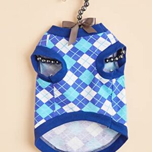 QWINEE Geometric Pattern Dog Tank Top Soft Stretchy Sleeveless Cat Puppy Vest for Small Medium and Large Dogs Cats Kitten Blue XS