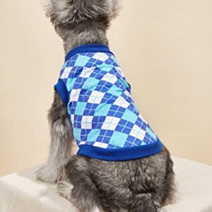 QWINEE Geometric Pattern Dog Tank Top Soft Stretchy Sleeveless Cat Puppy Vest for Small Medium and Large Dogs Cats Kitten Blue XS