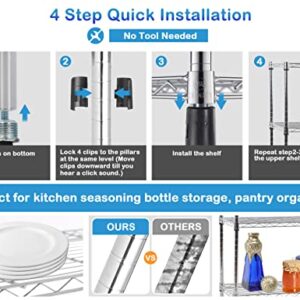 BIQWBIC 5 Tier Wire Shelving Unit Storage Rack, Metal Adjustable Storage Shelves for Bathroom Laundry Room, Wire Standing Storage Shelf Units, 36" Lx14 Wx72 H, 1250 Lbs Capacity, Chrome